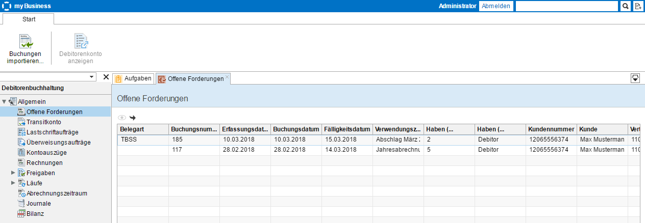 Debitorenbuchhaltung | Produktdokumentation